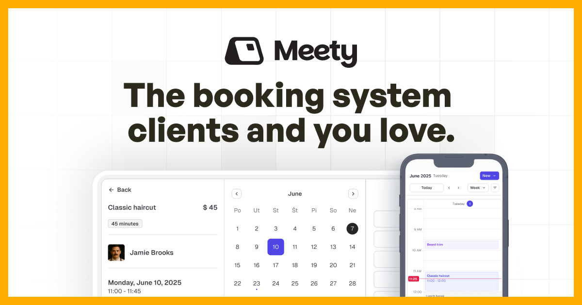 Meety - The simplest booking system, up and running in minutes.